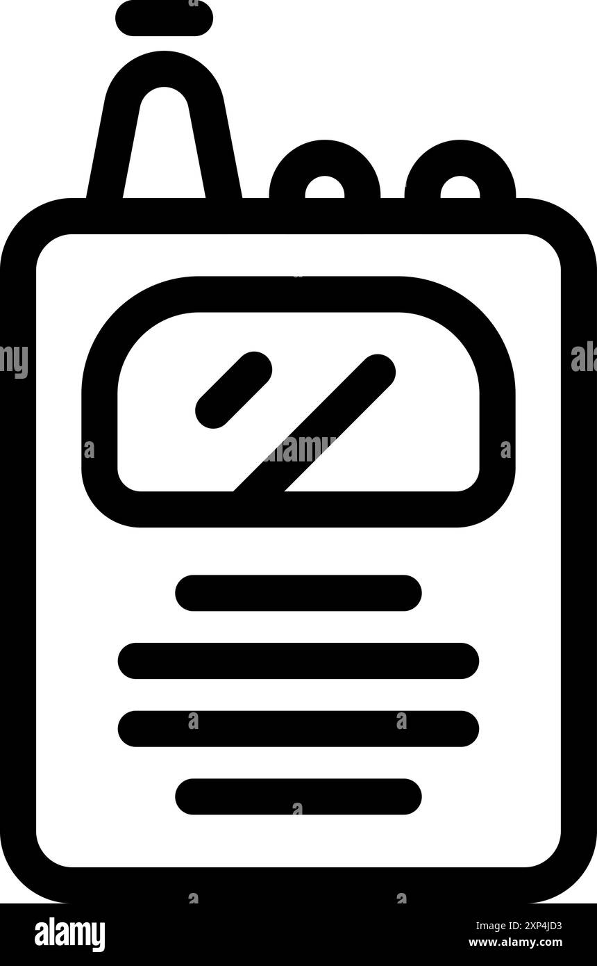 Minimalist icon of a portable radio transceiver transmitting ...