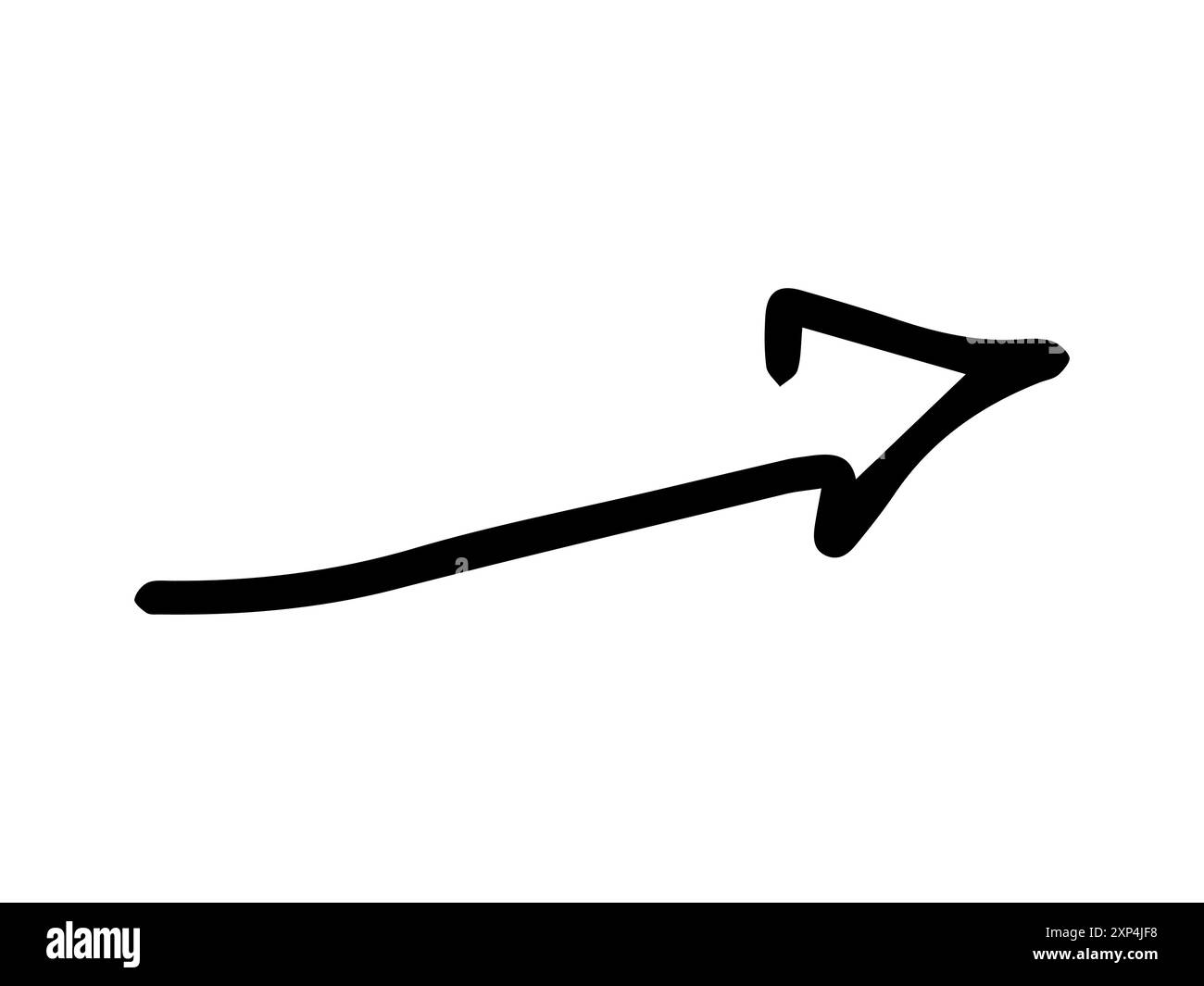 Black hand-drawn arrow symbol pointing right isolated on a white ...