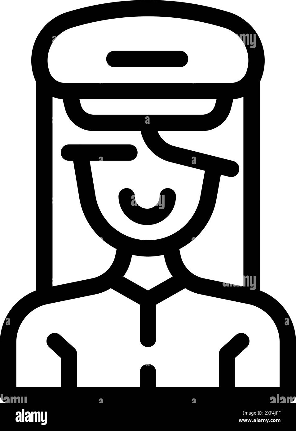 Line icon of a smiling female hotel employee wearing uniform Stock ...