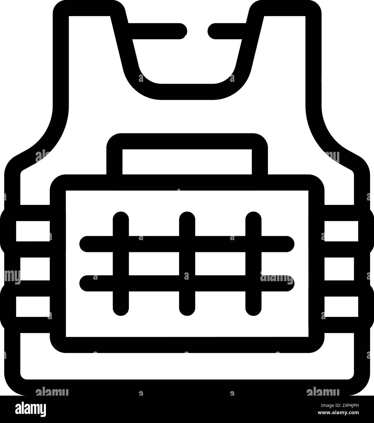Simple line art icon of a bulletproof vest, providing safety and ...