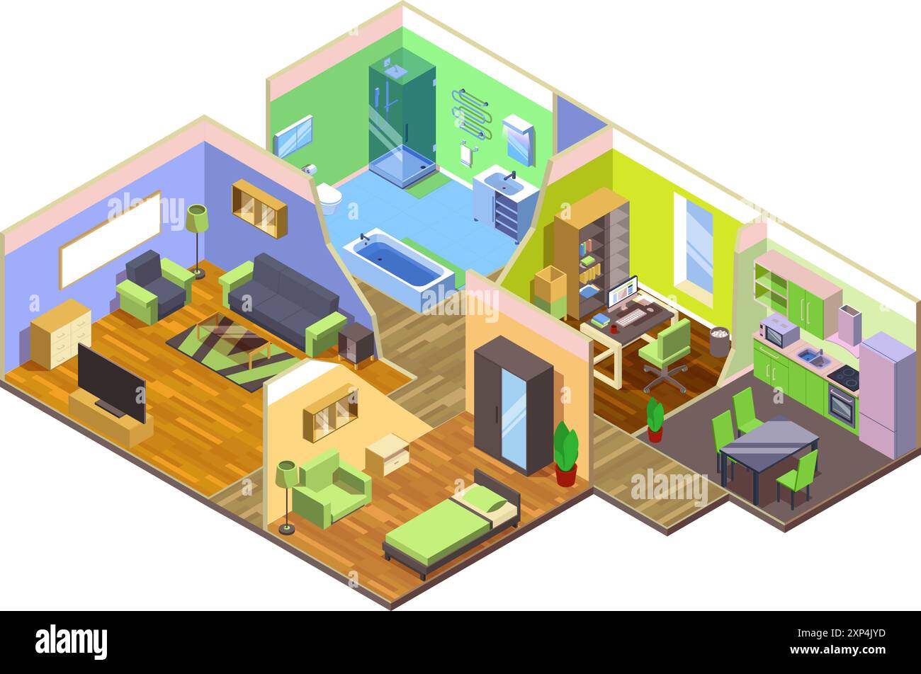 Isometric house rooms layout. Interior apartment design Stock Vector ...