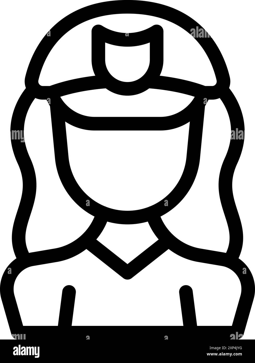 Simple line art illustration of a female police officer wearing a ...