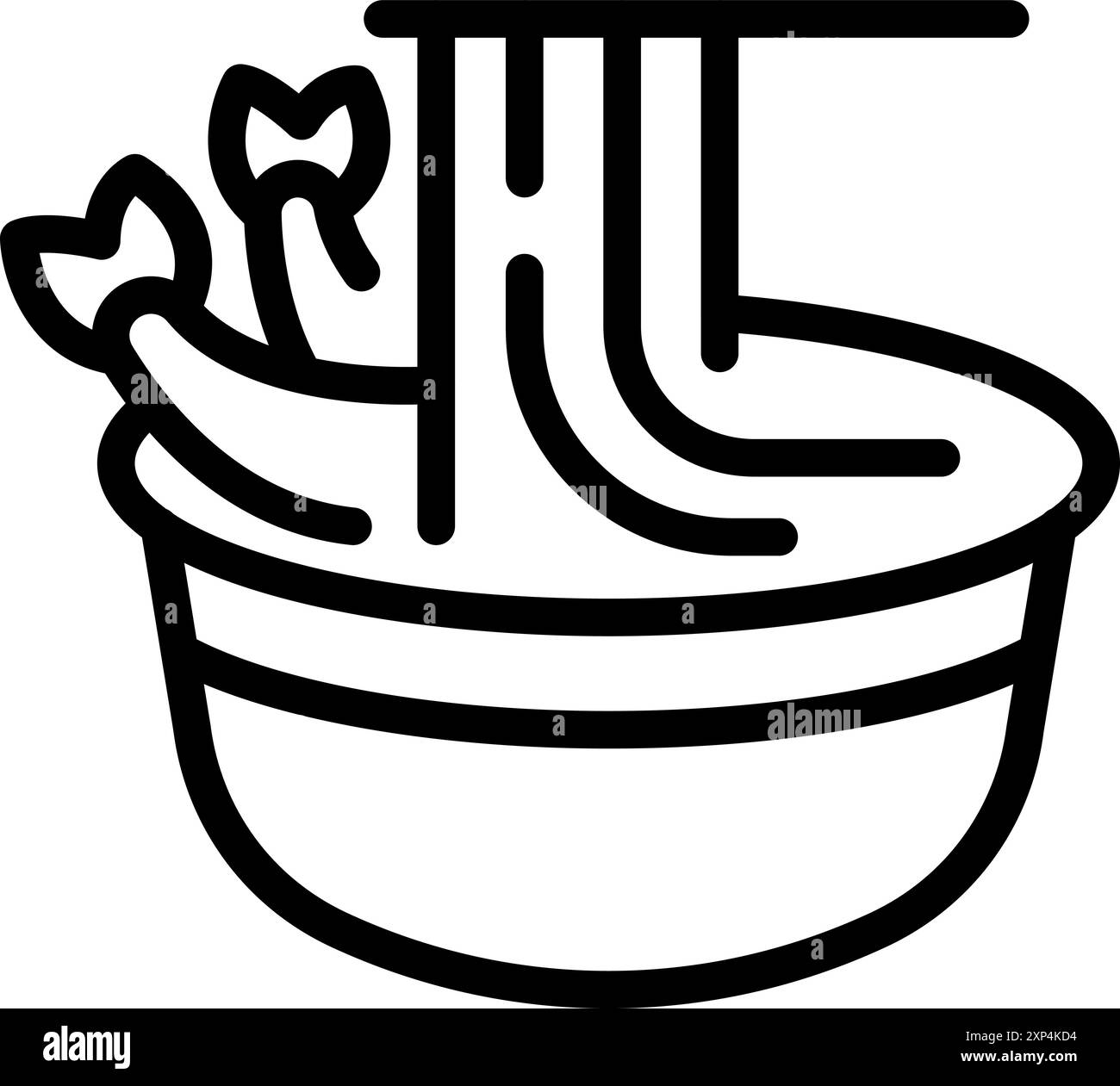 Simple line icon of a bowl of ramen noodles being lifted and ready to ...
