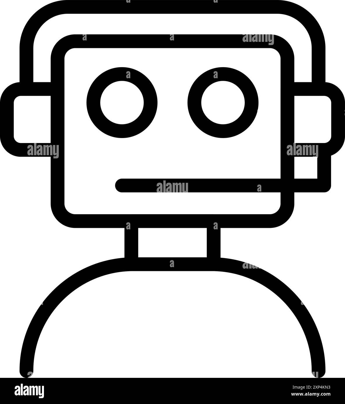 Simple icon of a chatbot wearing a headset, representing customer ...