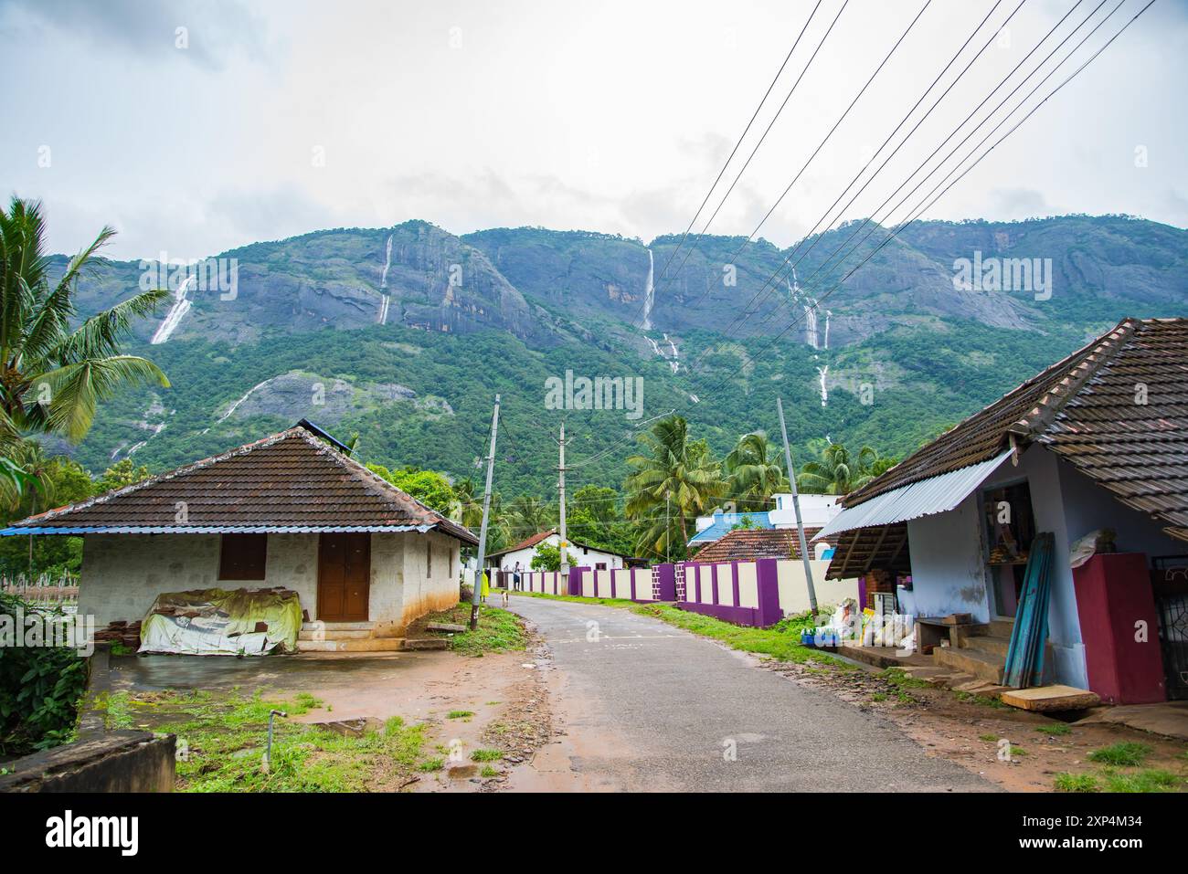 Charming Kollengode Village Street with Nelliyampathy Mountains and ...