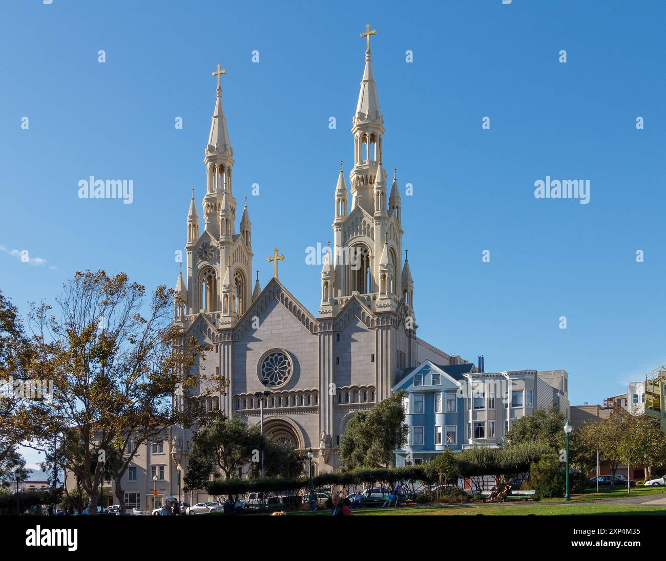 The facade of Sant Peters and Paul Church in San Francisco, California ...