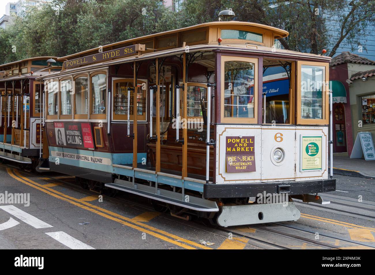 The vintage wood cable car tram in San Francisco California Stock Photo ...