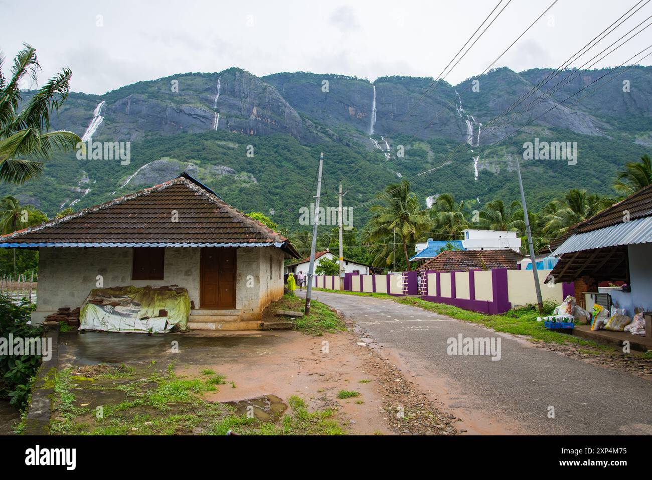 Charming Kollengode Village Street with Nelliyampathy Mountains and ...