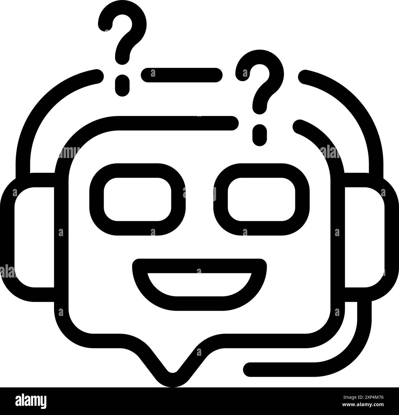 Chatbot with question marks is smiling in this icon designed in a thick ...