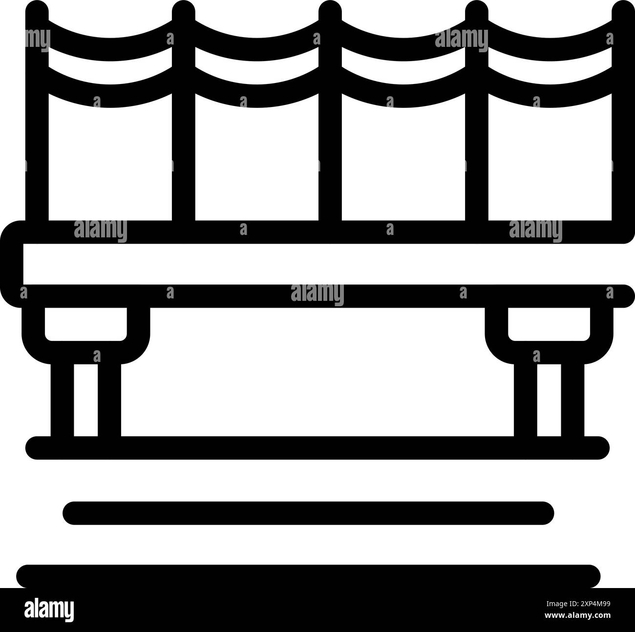 Line icon of a bridge under construction, showing the road and support ...