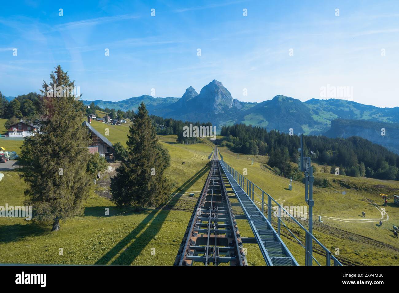 Riding on the Stoosbahn Funicular in Switzerland Stock Photo - Alamy