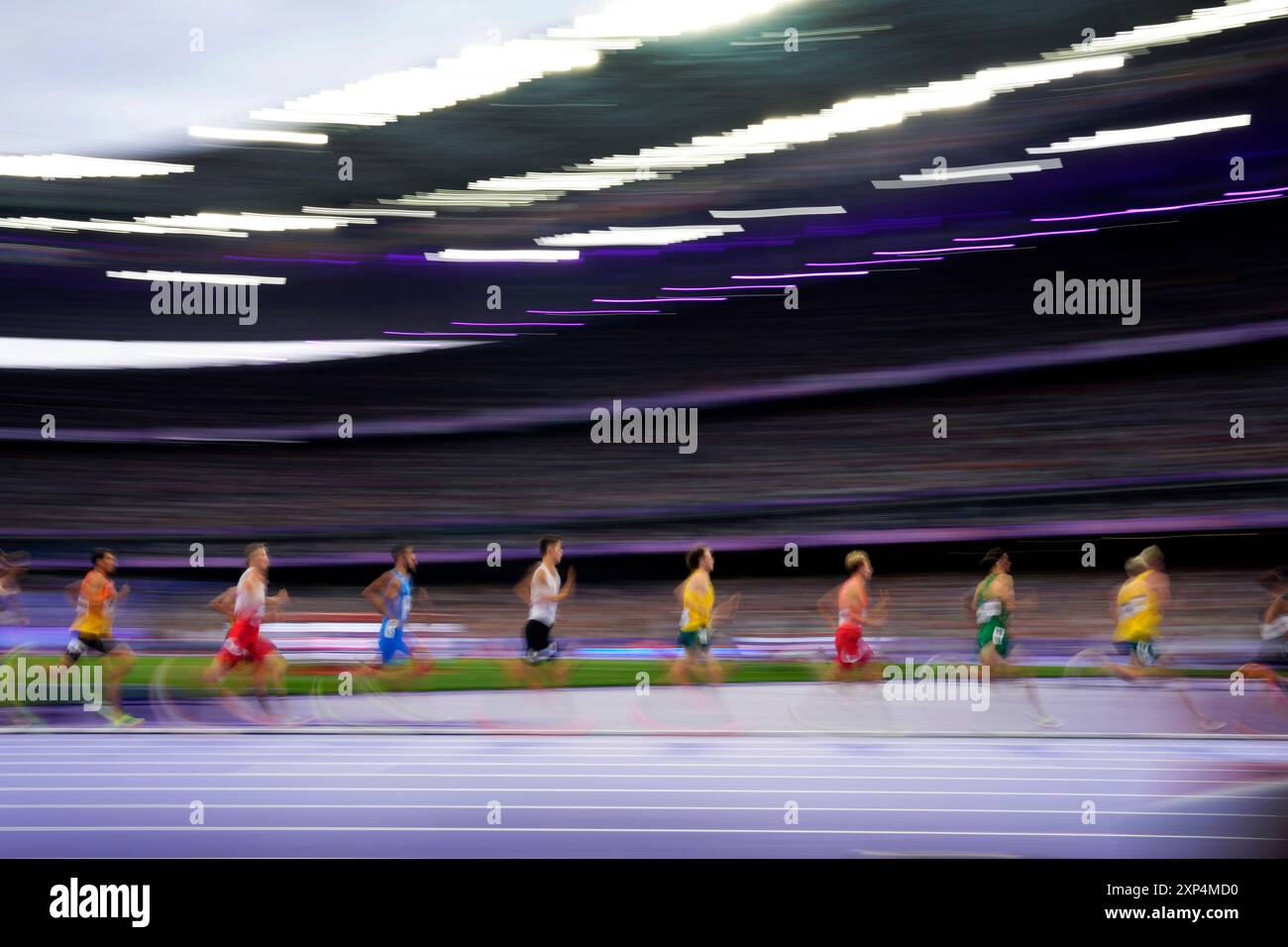 Runners compete during a heat in the men's 1500-meter repechage round ...