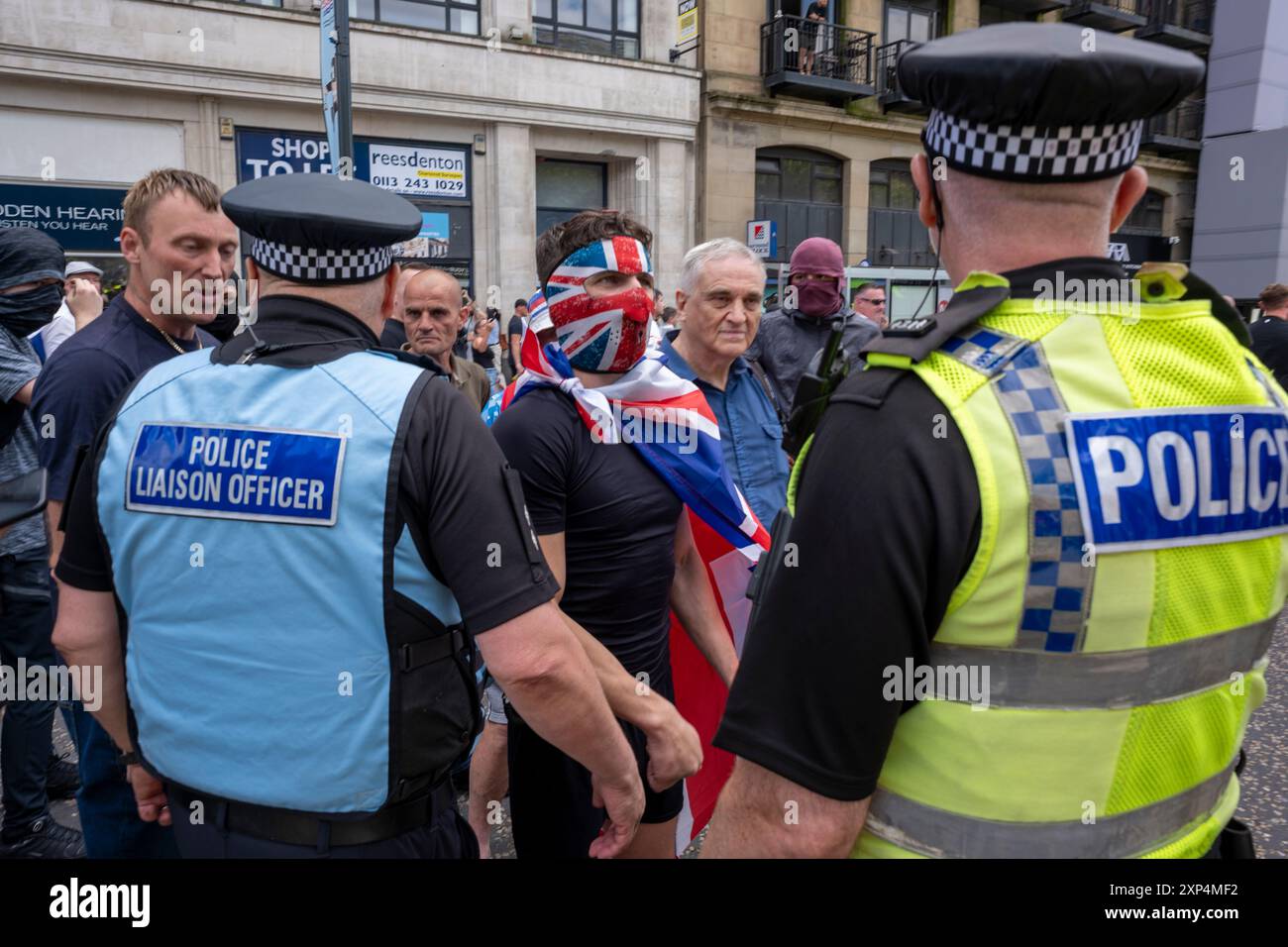 CREDIT MANDATORY © Garry Clarkson / BMT Anti Immigration & Pro Palestine Demo Leeds 3 August ...