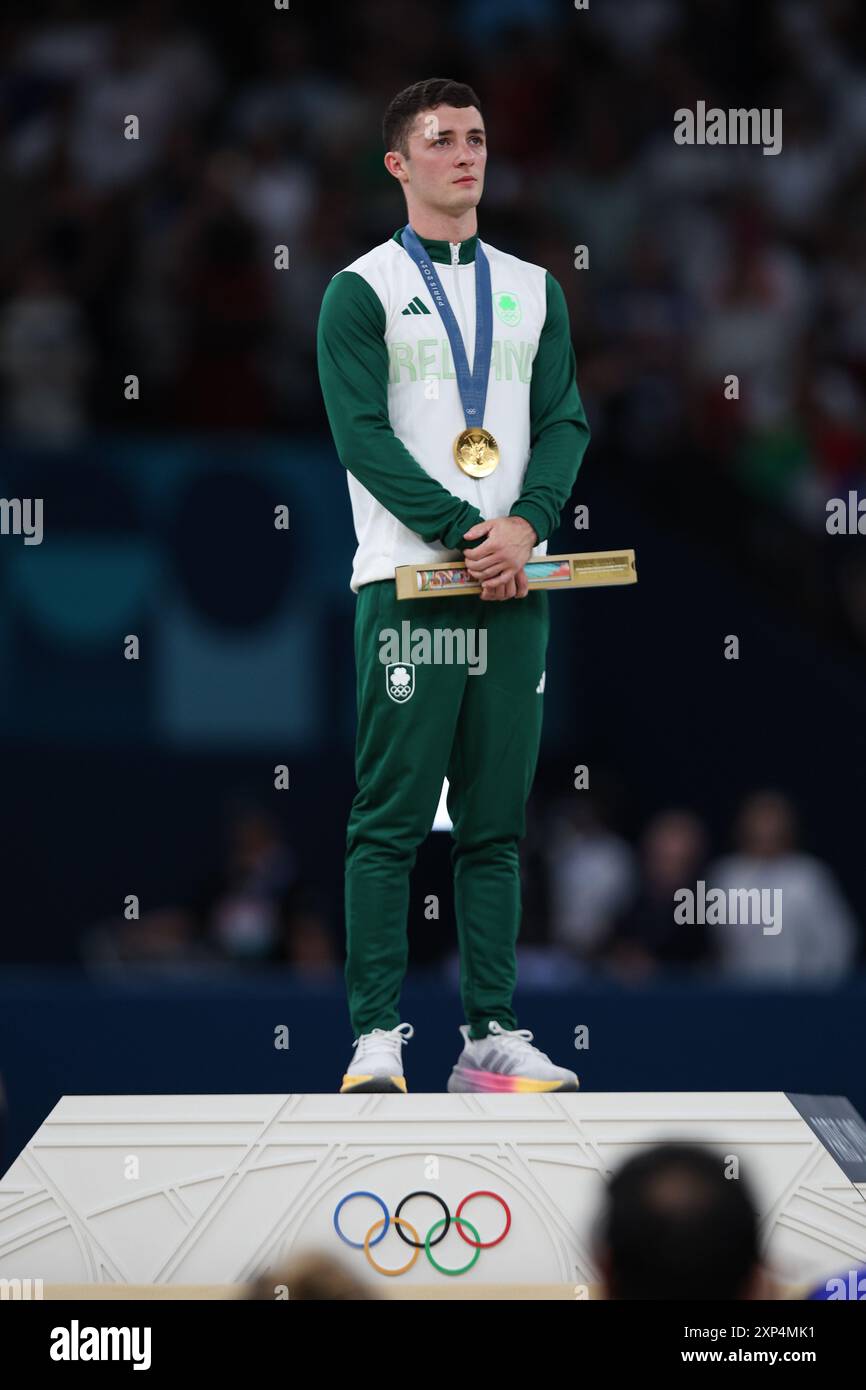 PARIS, FRANCE. 3rd Aug, 2024. Rhys McClenaghan of Team Ireland with his ...