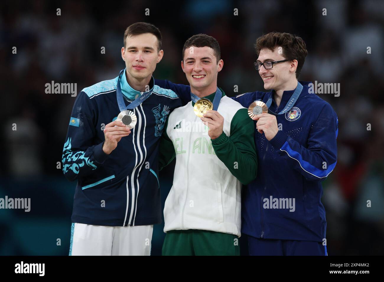 PARIS, FRANCE. 3rd Aug, 2024. (L-R) Silver medalist Nariman Kurbanov of ...