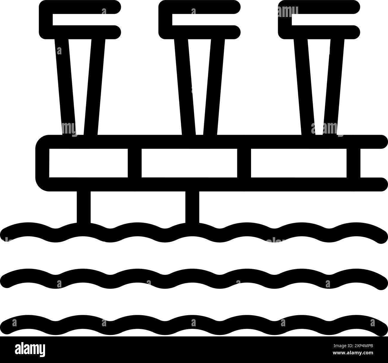 Line art icon of an offshore platform extracting oil or natural gas ...