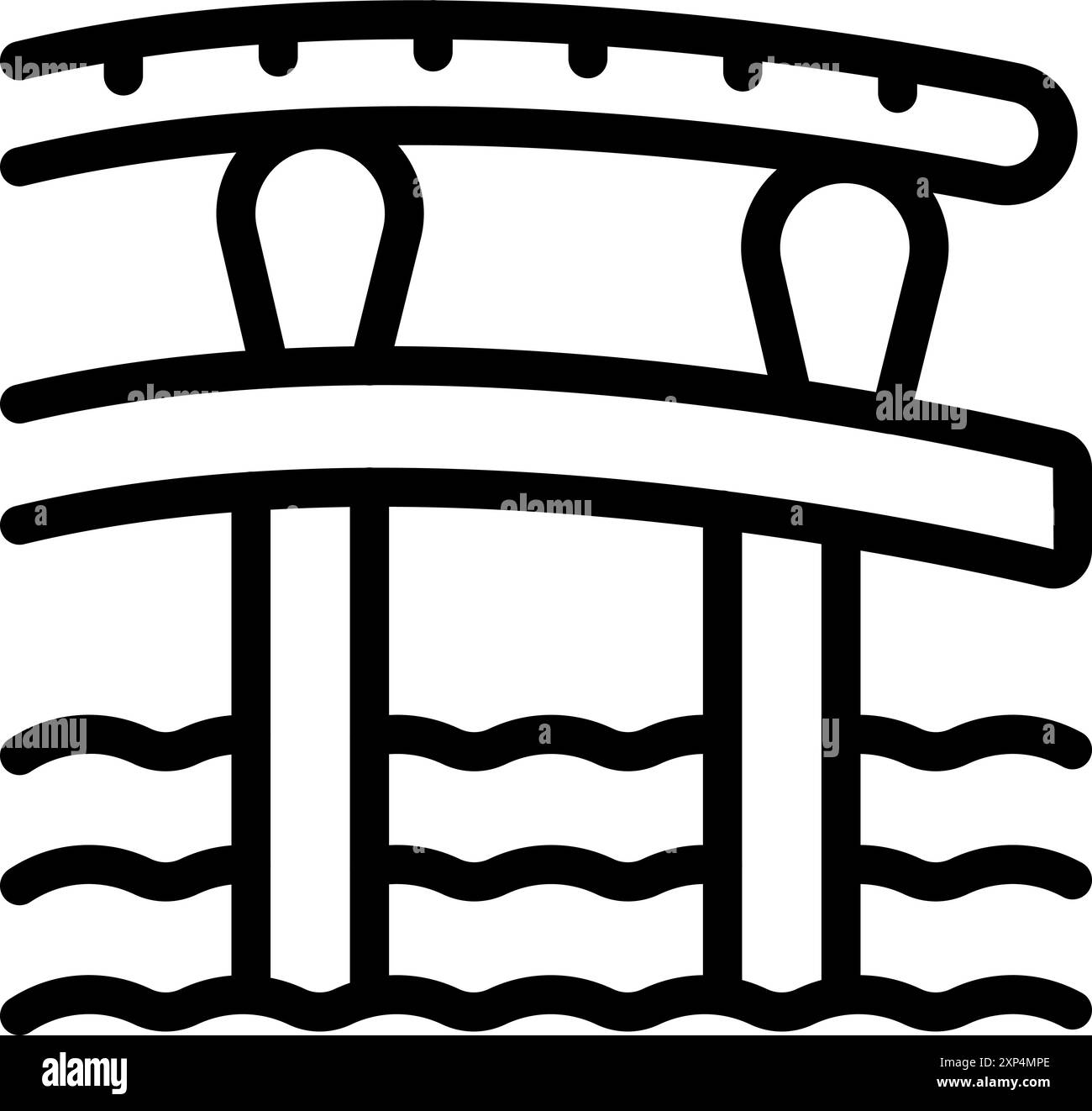 Simple icon of a bridge spanning a body of water supported by pillars ...