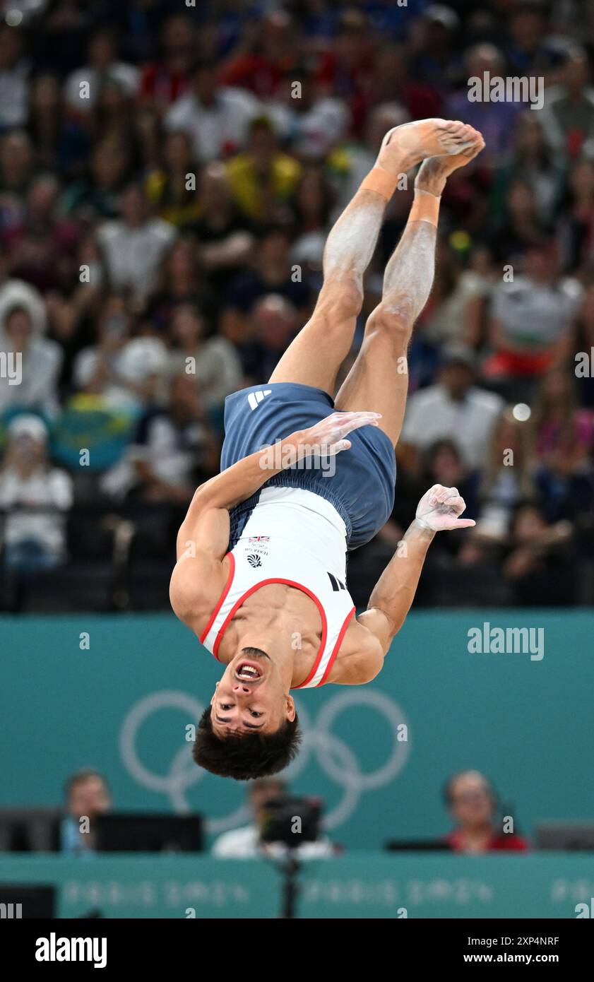Paris, France. 3rd Aug, 2024. Jake Jarman of Britain competes during ...
