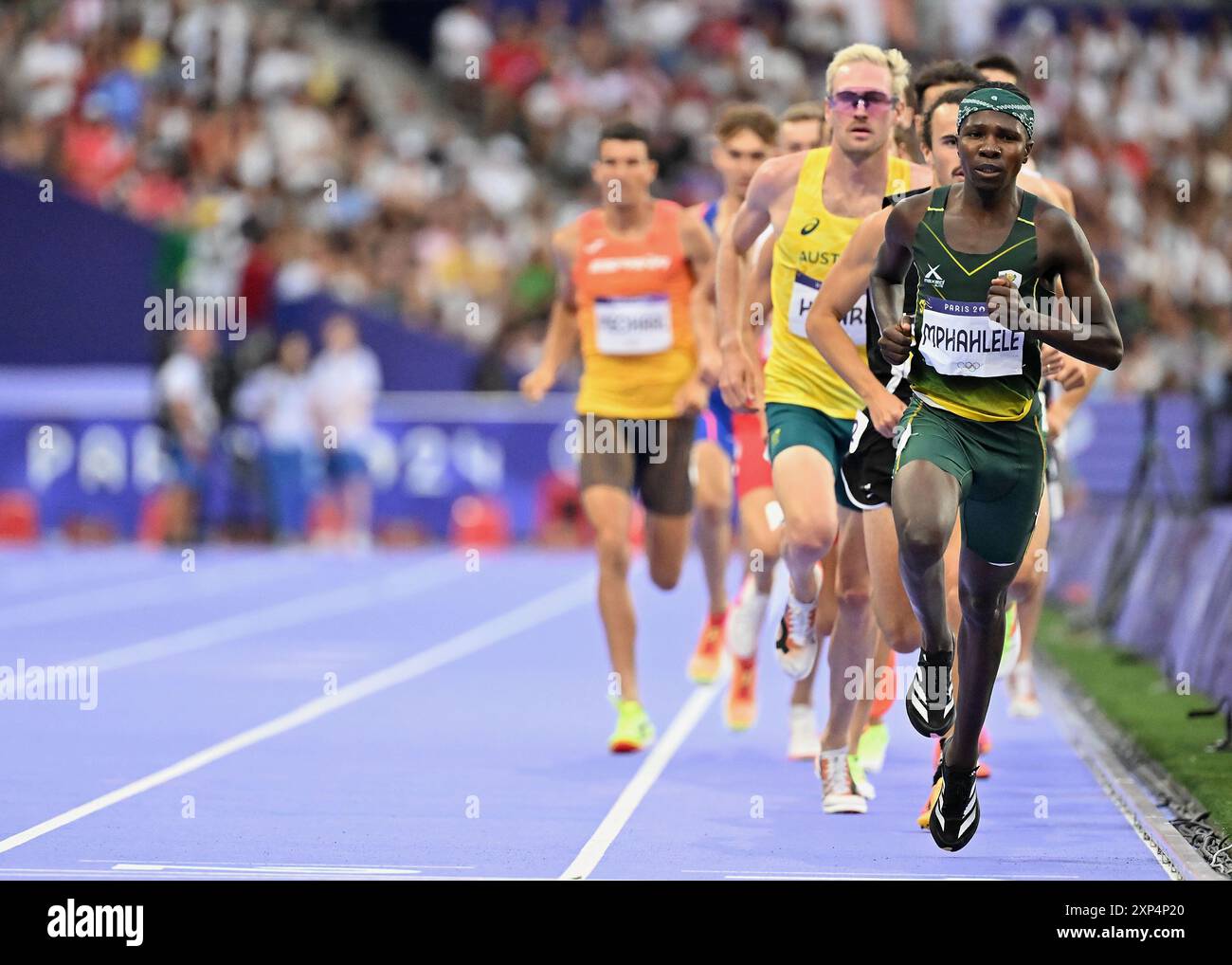 Paris, France. 3rd Aug, 2024. Ryan Mphahlele (front) of South Africa ...