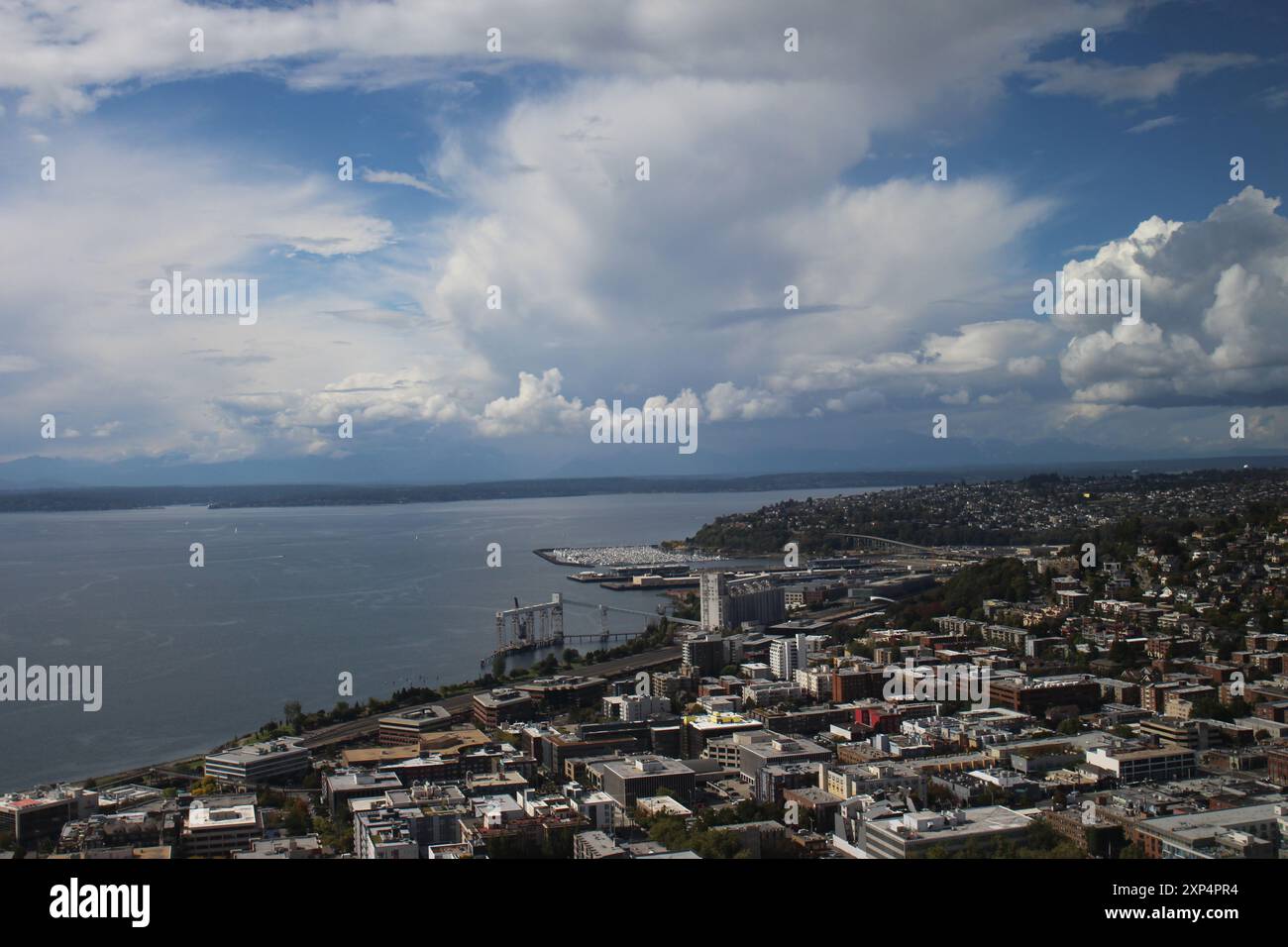 Looking out from the Seattle Space Needle Observation Deck at the north ...
