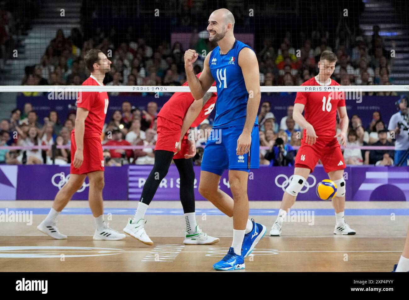 Gianluca Galassi of Italy celebrates a point during the Group B men's ...