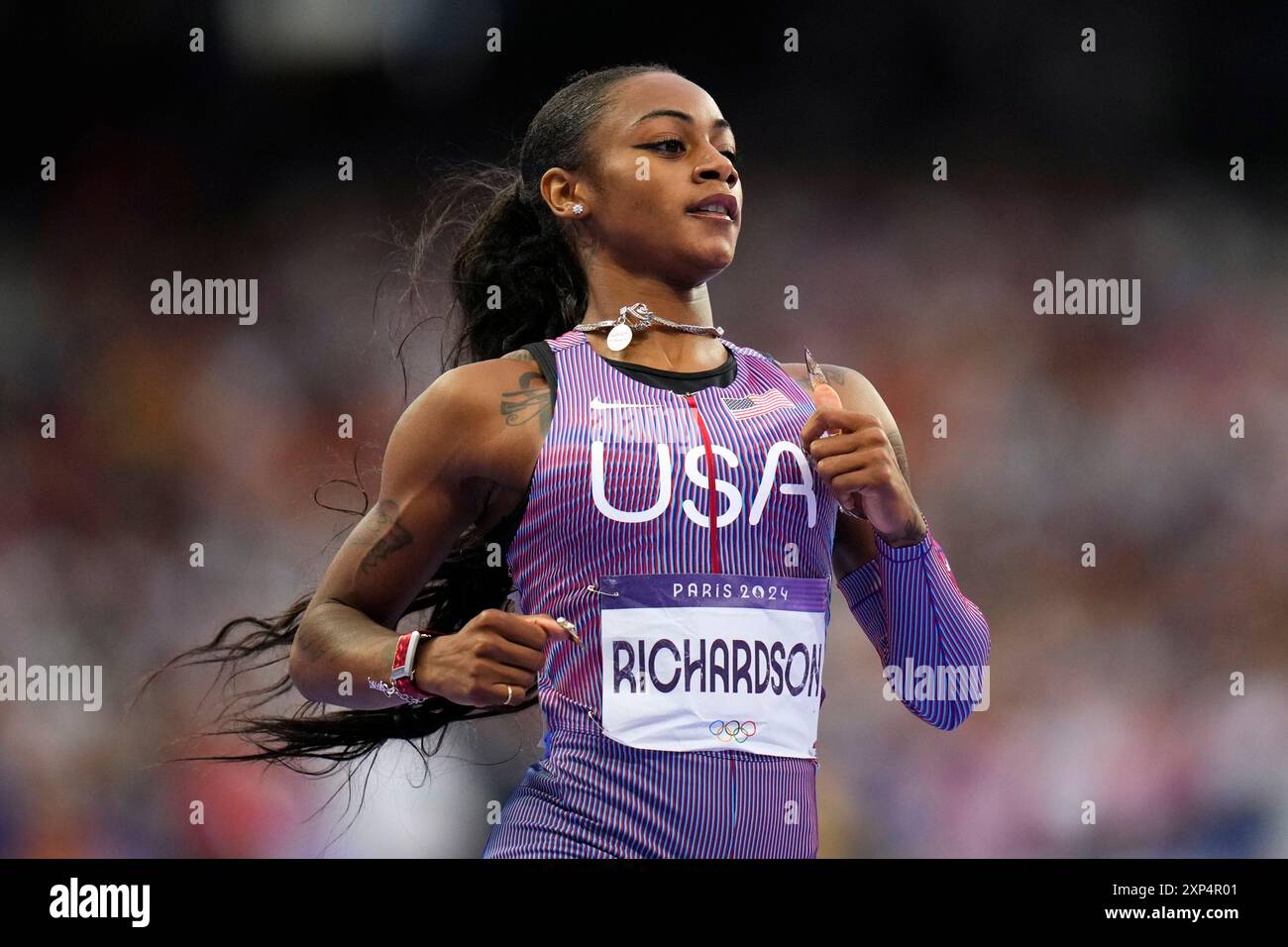 Sha'carri Richardson, of the United States, competes during a women's ...