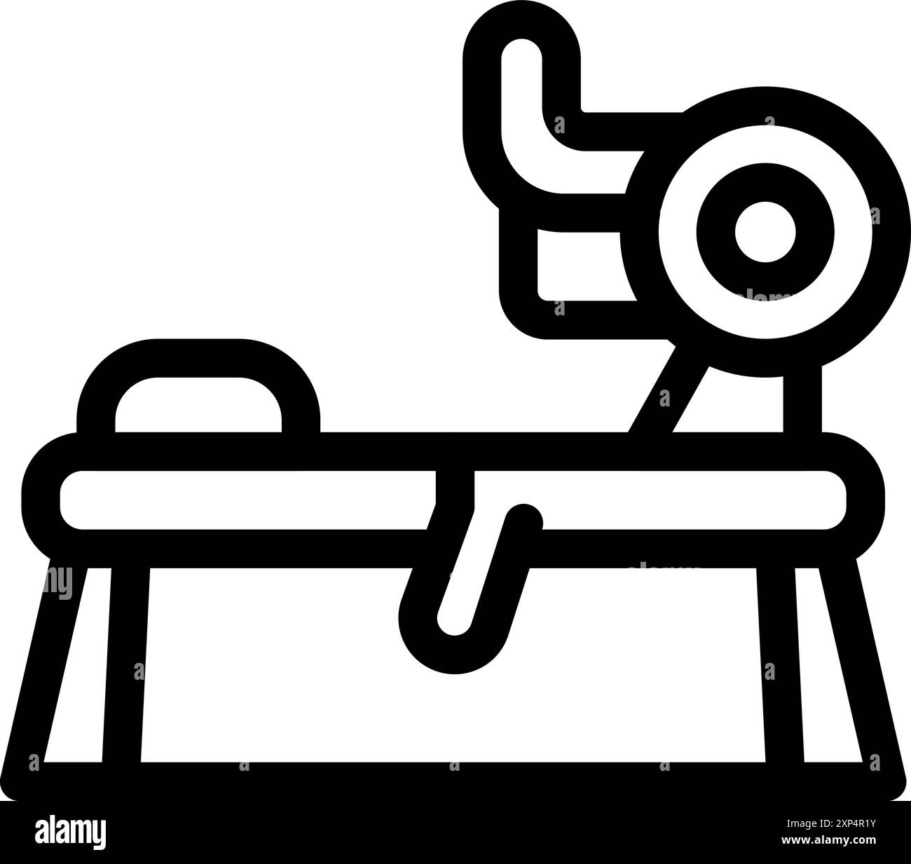 This icon of an abdominal crunch machine represents gym equipment used ...