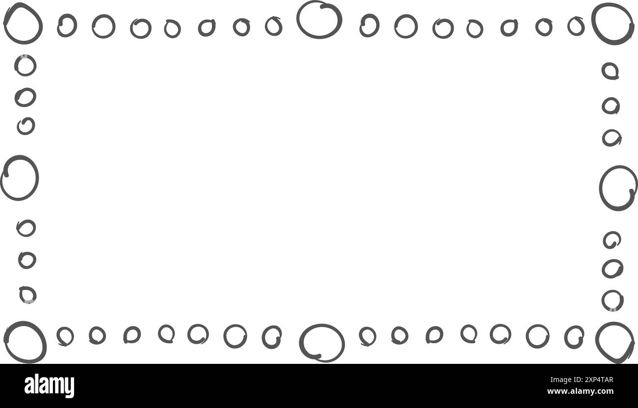 Doodle circle line border. Rectangular scrapbook frame Stock Vector ...