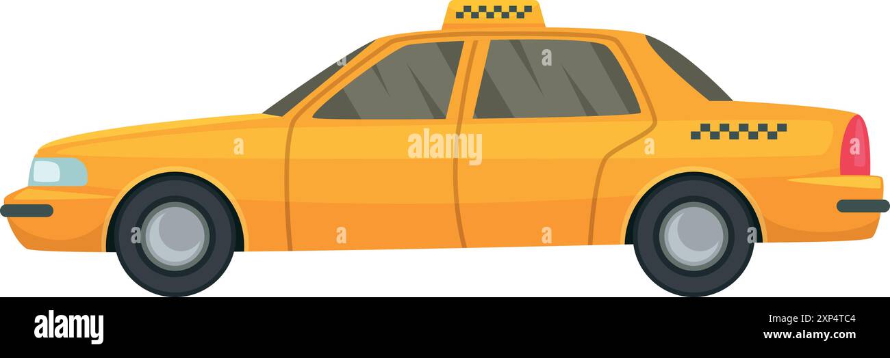 Yellow taxi car side view. Passenger service icon Stock Vector Image ...