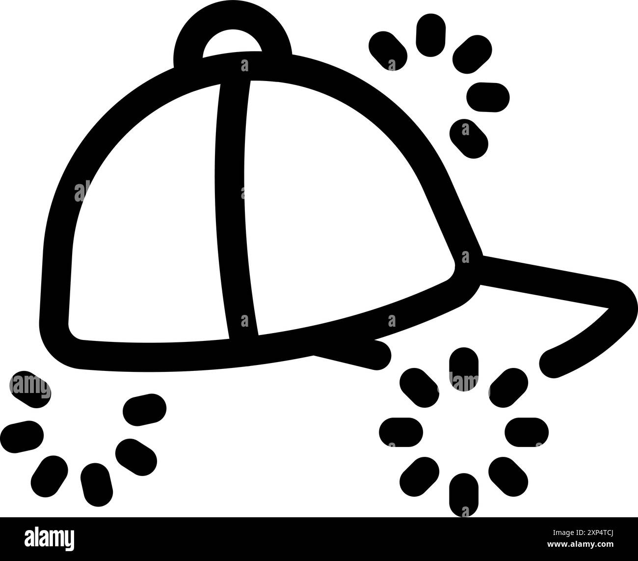 Line drawing of a baseball cap surrounded by stars, representing the ...