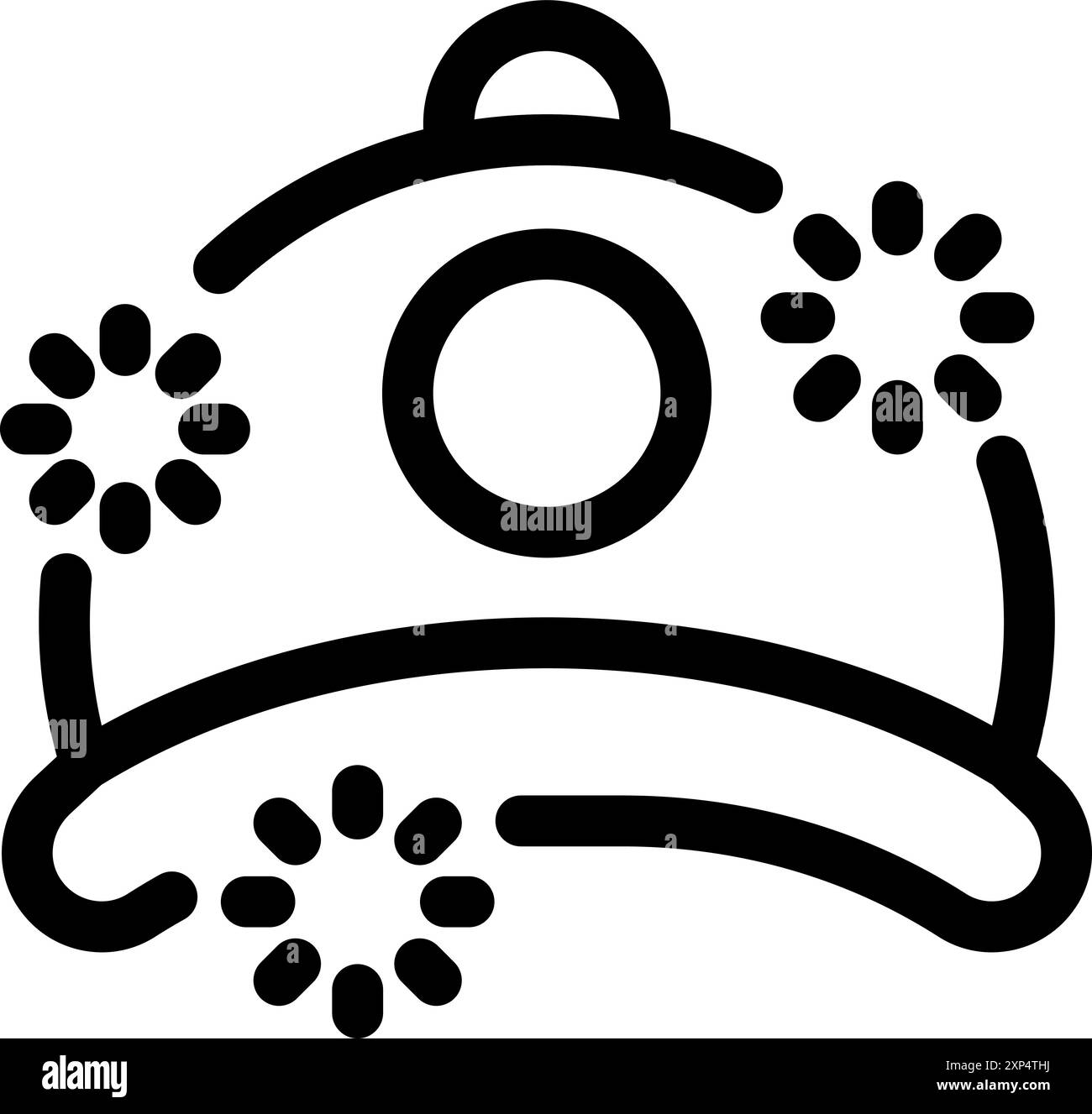 Bold line icon representing a construction worker hard hat surrounded ...