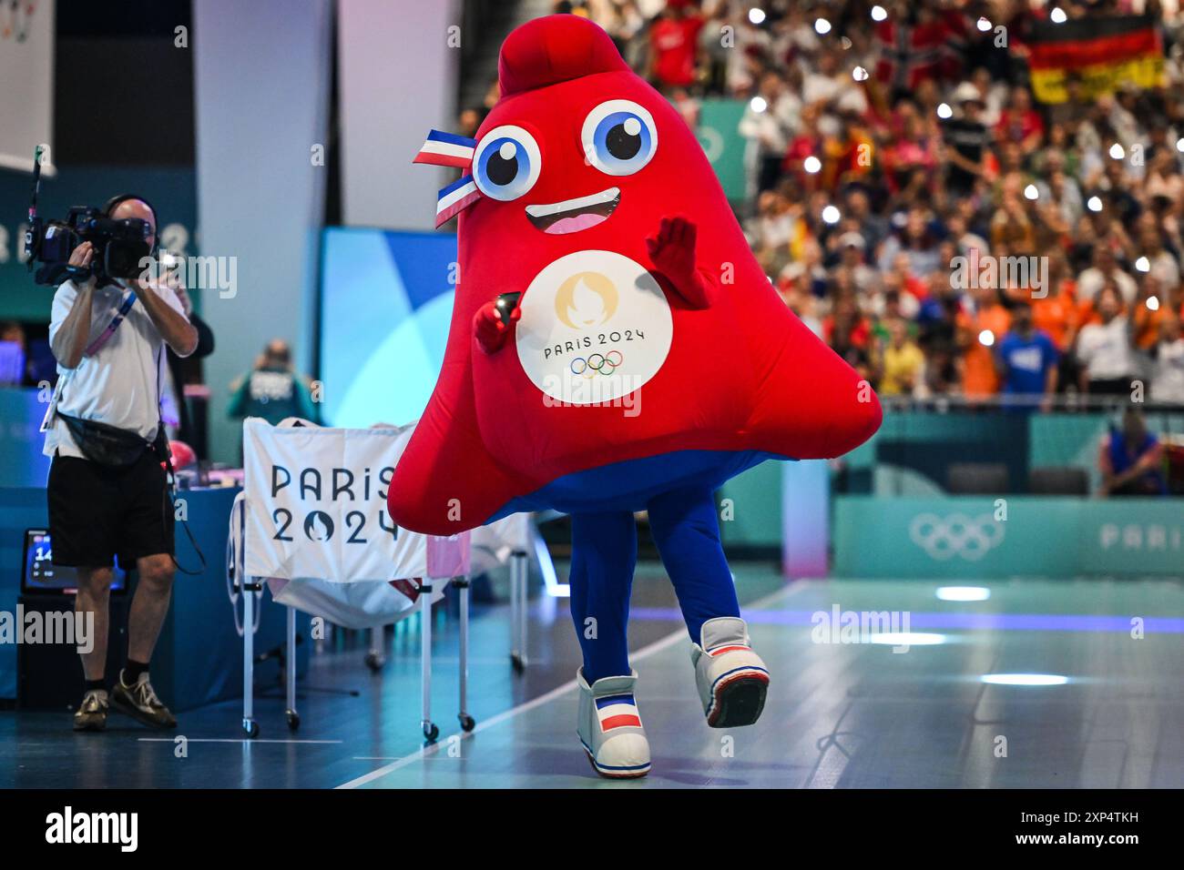 Paris, France. 03rd Aug, 2024. Illustration Mascot "La Phryge Olympique ...