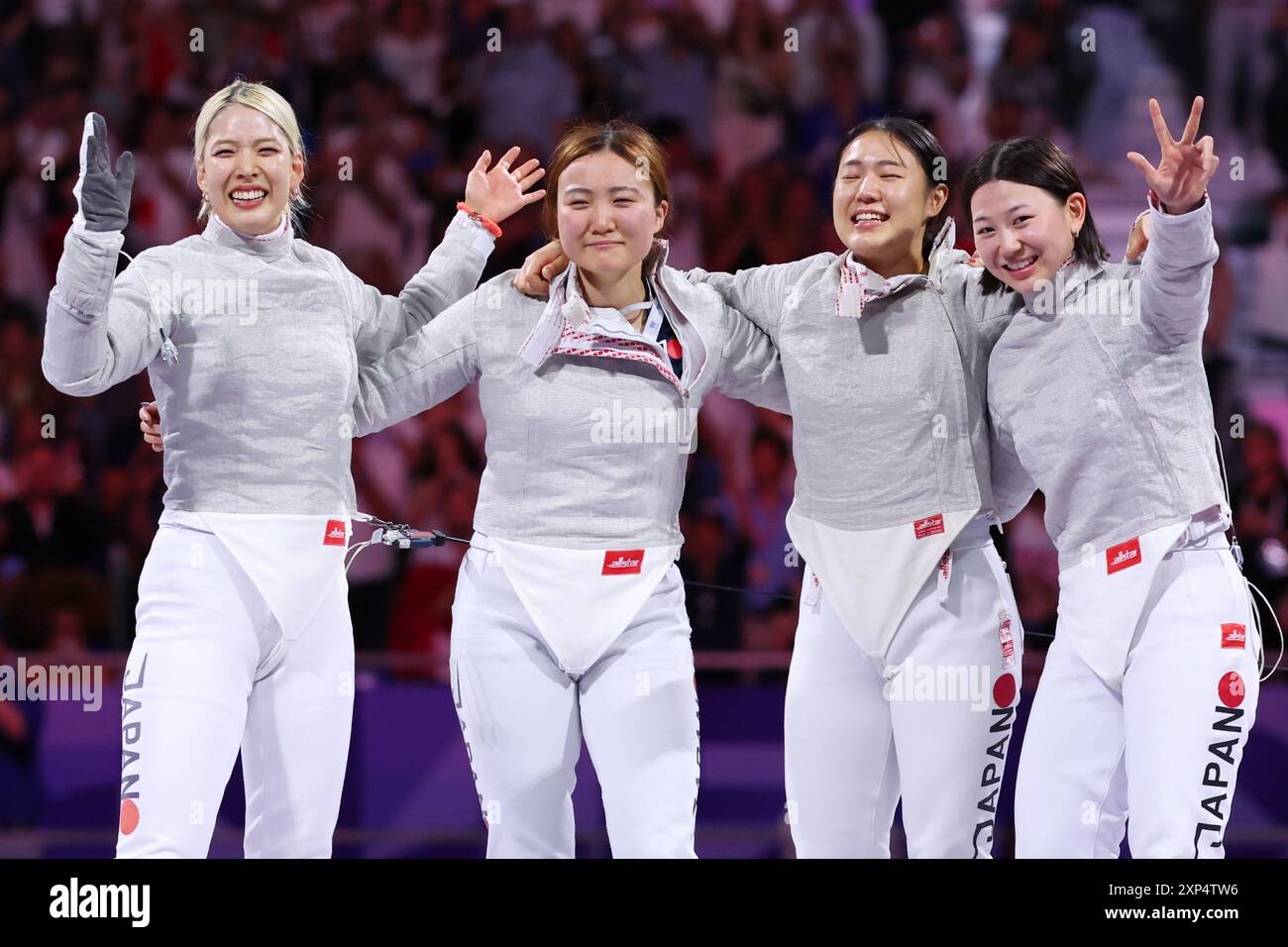 Paris, France. 3rd Aug, 2024. (L to R) Misaki Emura, Seri Ozaki ...