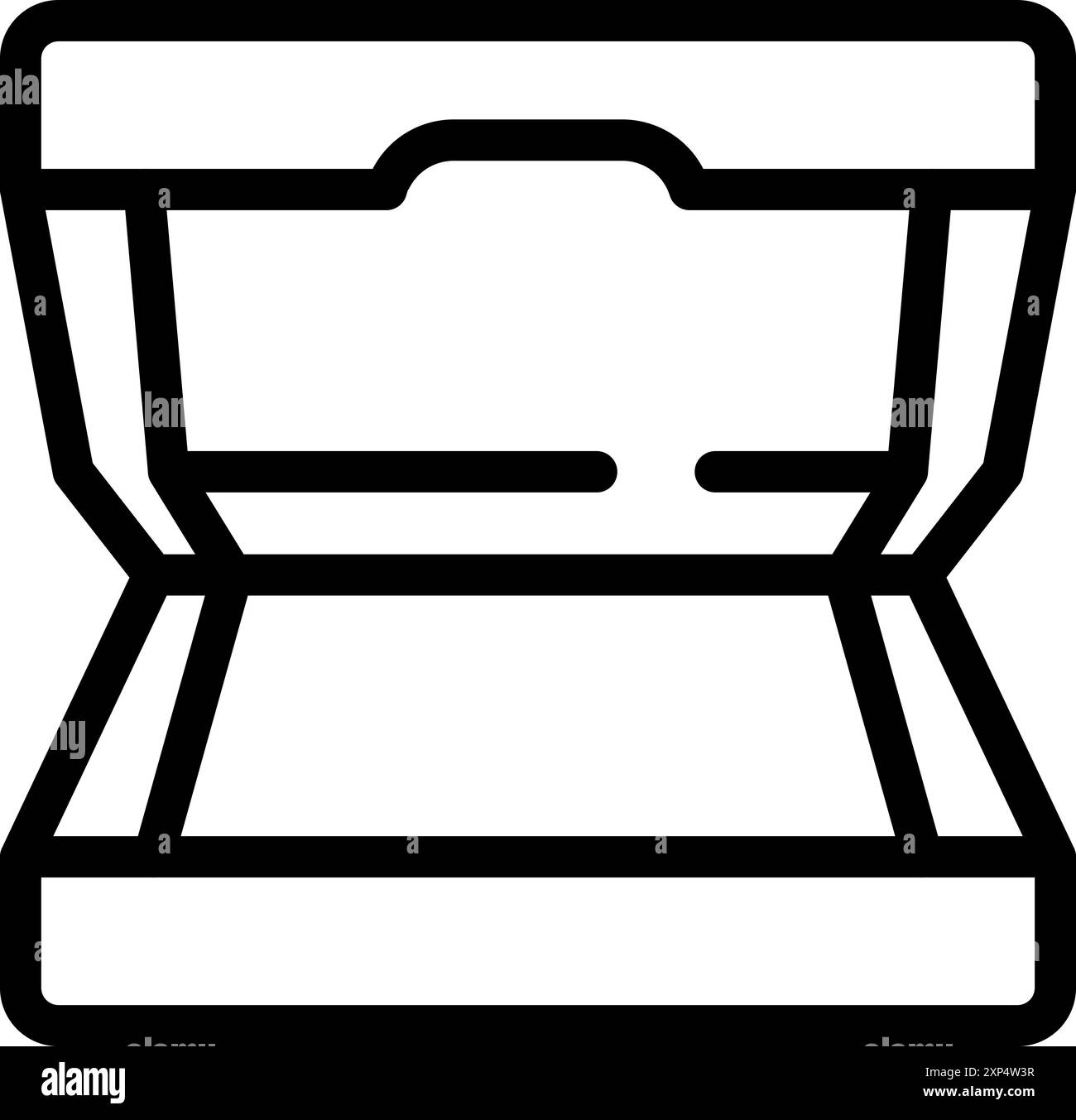 Simple black and white line drawing of an empty cardboard pizza box ...