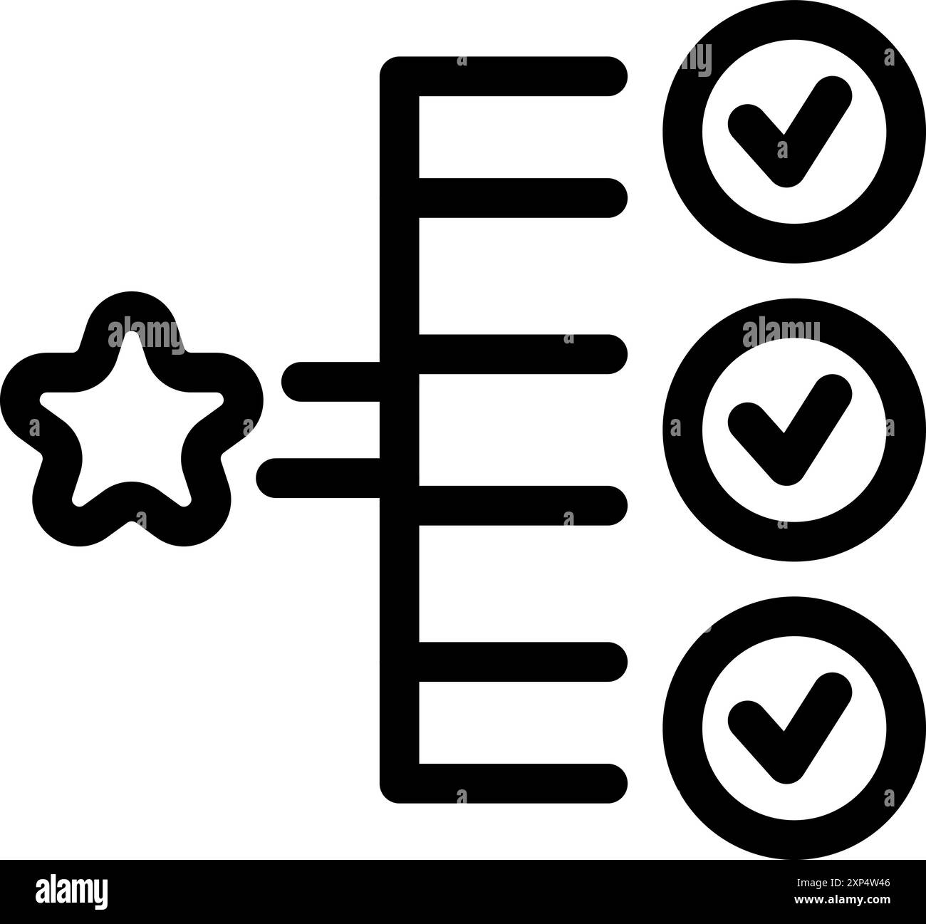 Star moving towards checklist tick marks representing the concept of ...