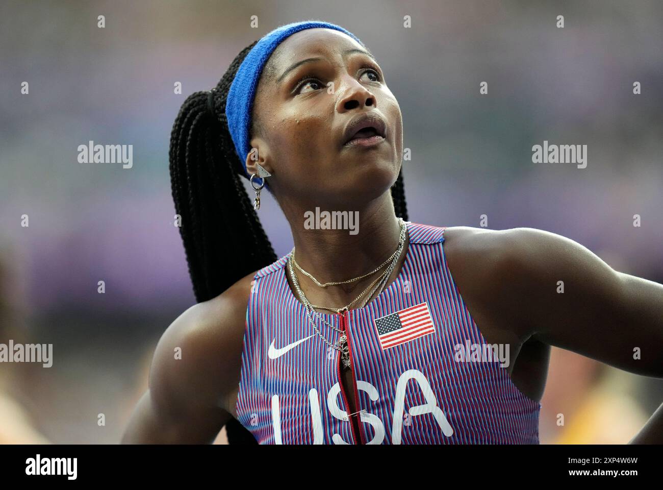 Paris, France. 03rd Aug, 2024. Twanisha Terry of the U.S. looks at her ...
