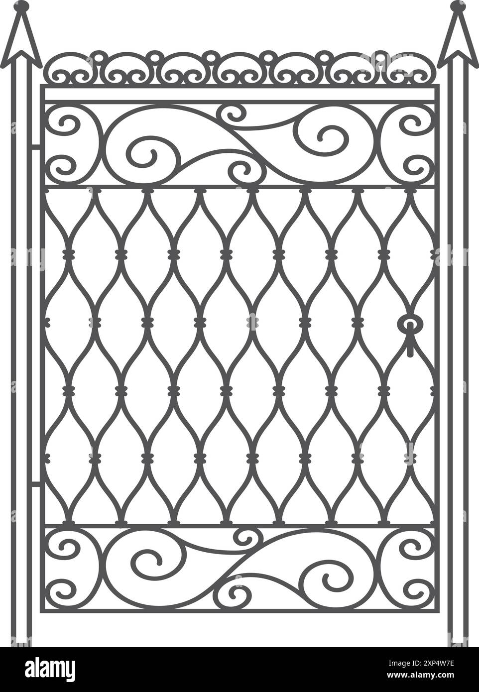 Iron garden door. Decorative ornate metal forgery Stock Vector Image ...