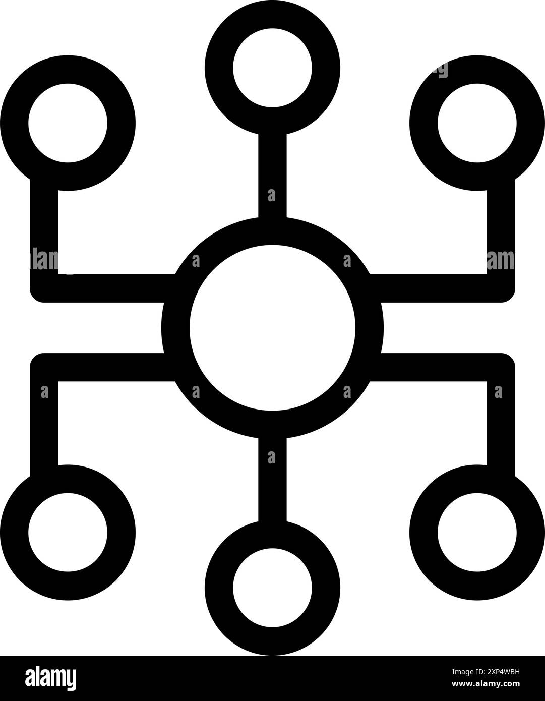 Network hub connecting multiple devices with lines and circles ...