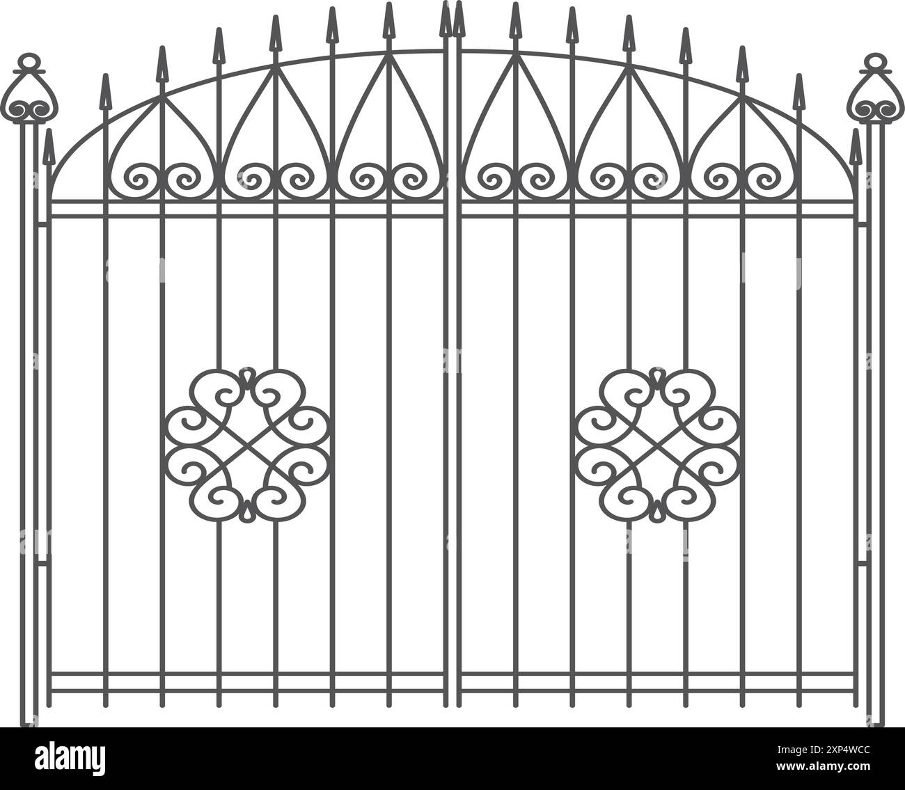 Iron gates. Forged vintage mansion metal entrance Stock Vector Image ...