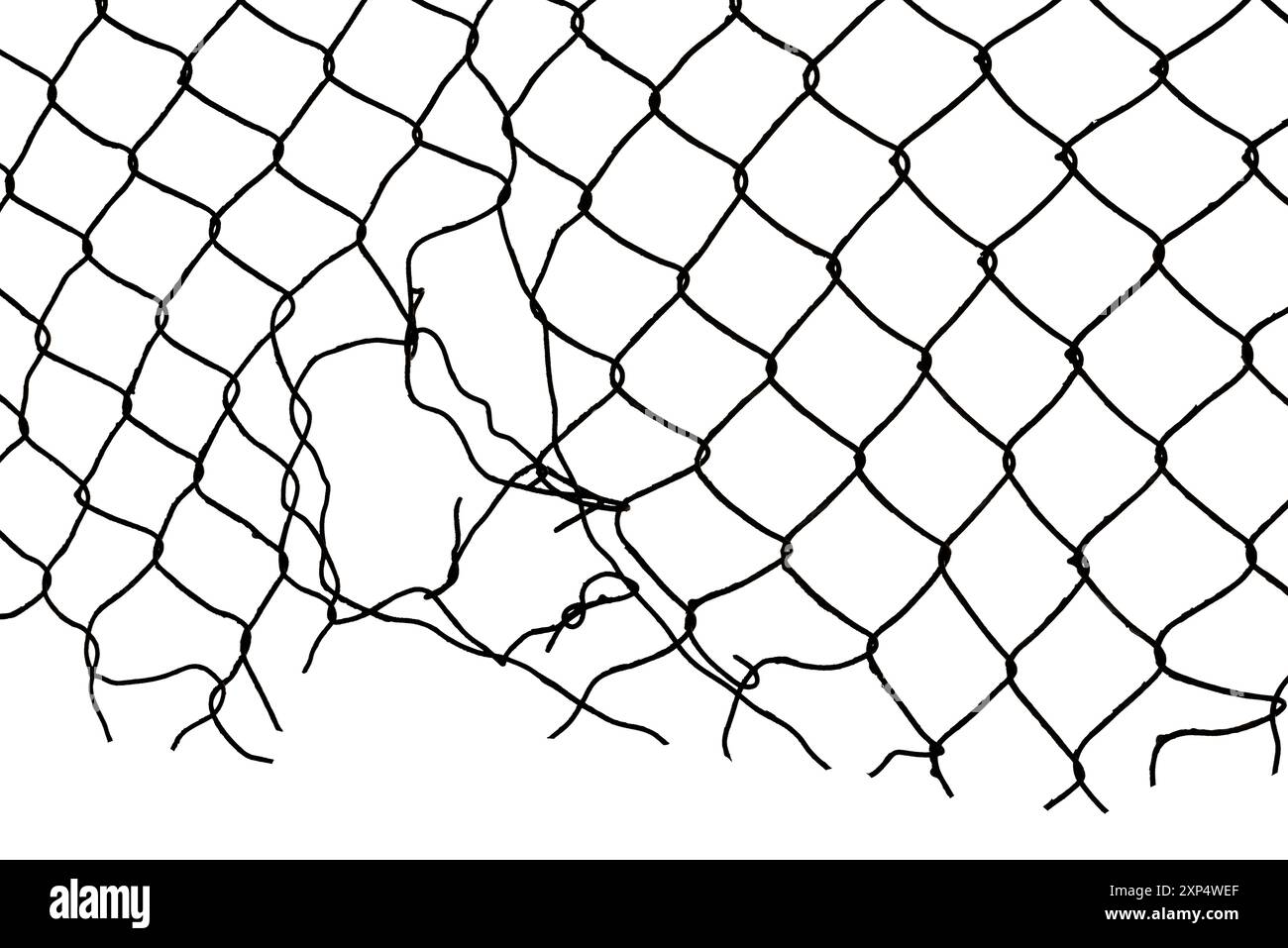 The texture of the metal mesh on a white background. Torn steel, metal ...