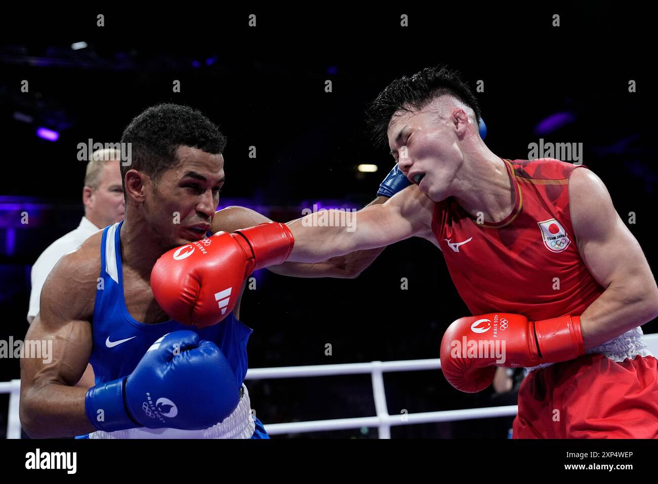 Japan's Shudai Harada, right, fights Bulgaria's Javier Ibanez in their ...