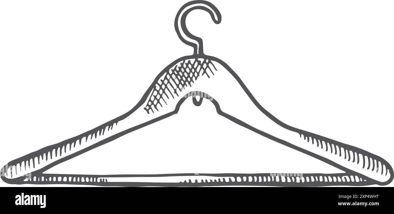 Clothing rack sketch. Hand drawn wooden hanger Stock Vector Image & Art ...