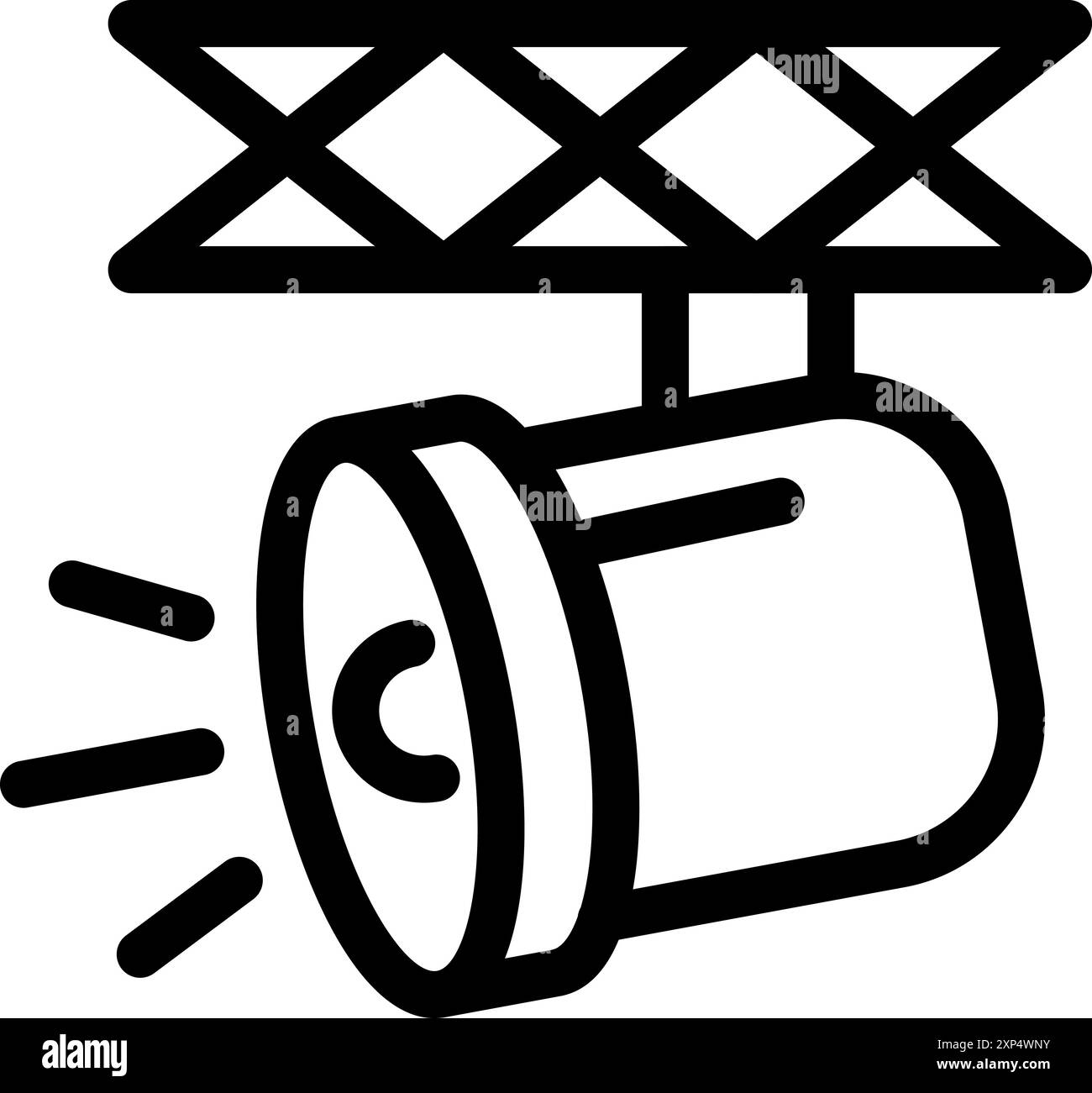 Stage spotlight is hanging on a metal truss and giving bright light ...