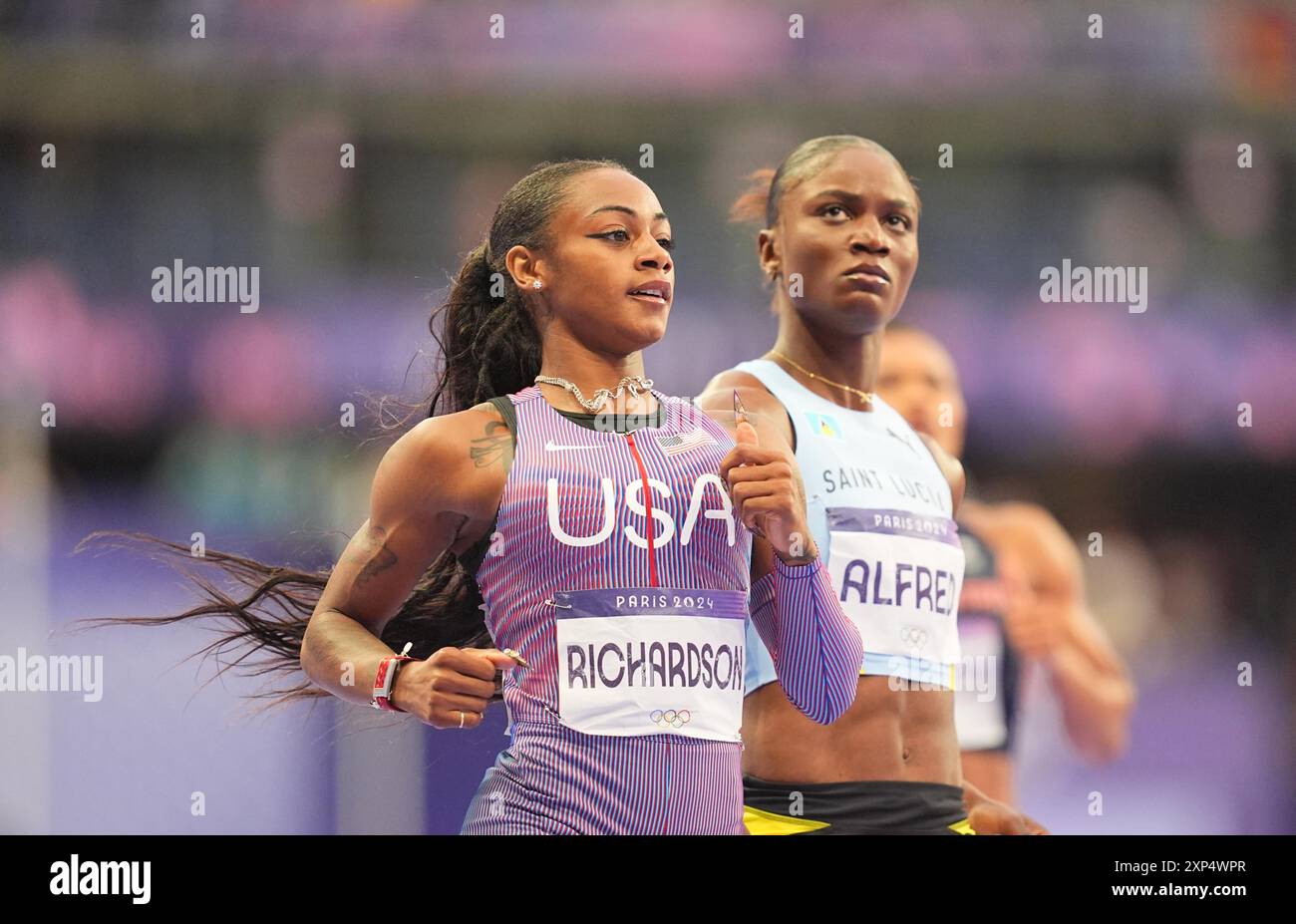 August 03 2024: Sha'carri Richardson (USA) competes during the Women's ...