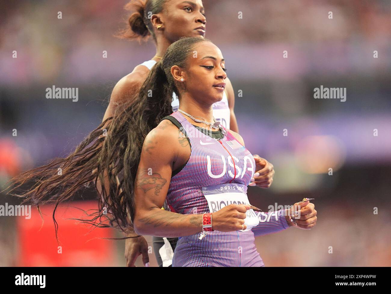 August 03 2024: Sha'carri Richardson (USA) competes during the Women's ...