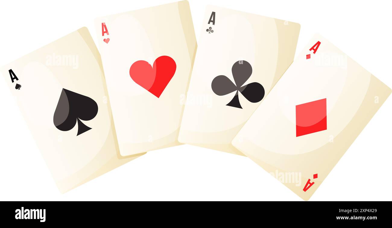 Playing cards aces hand. Game win cartoon icon Stock Vector Image & Art ...