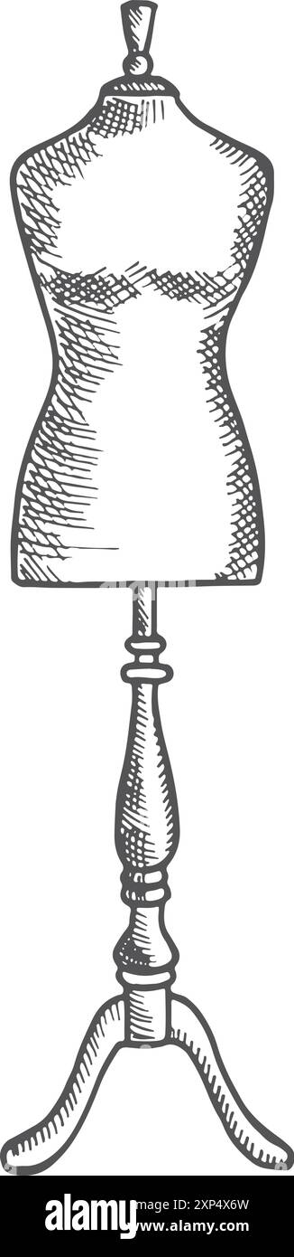 Mannequin drawing. Tailor symbol. Hand drawn sketch Stock Vector Image ...