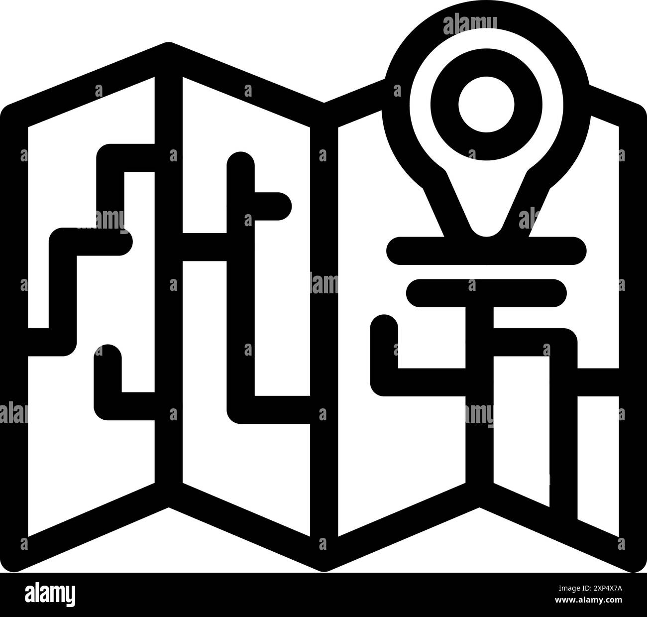 Simple icon of a map with a location pin indicating a specific ...