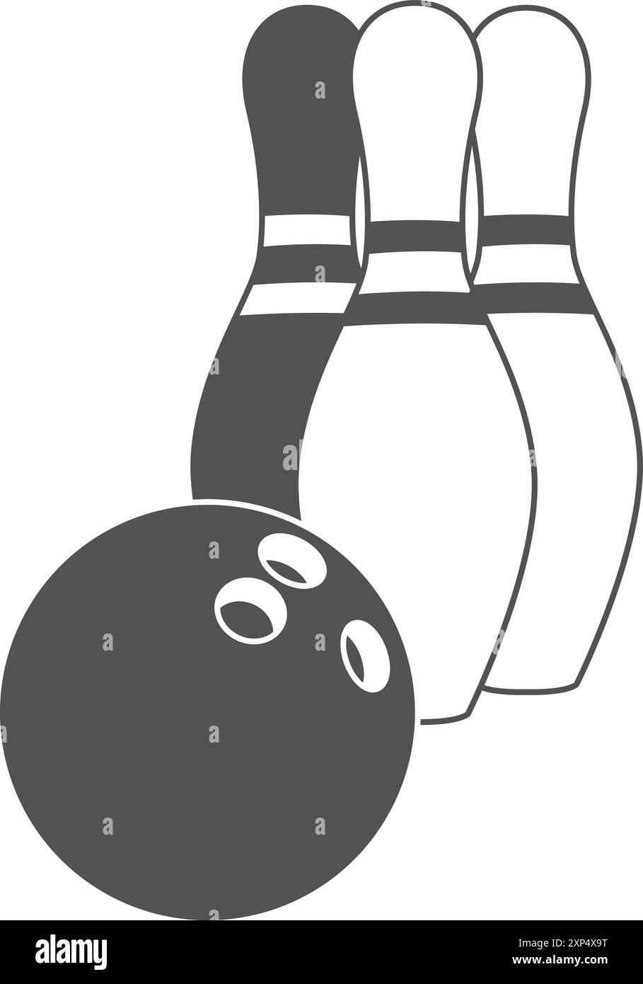Bowling pins and ball black symbol. Sport strike Stock Vector Image ...