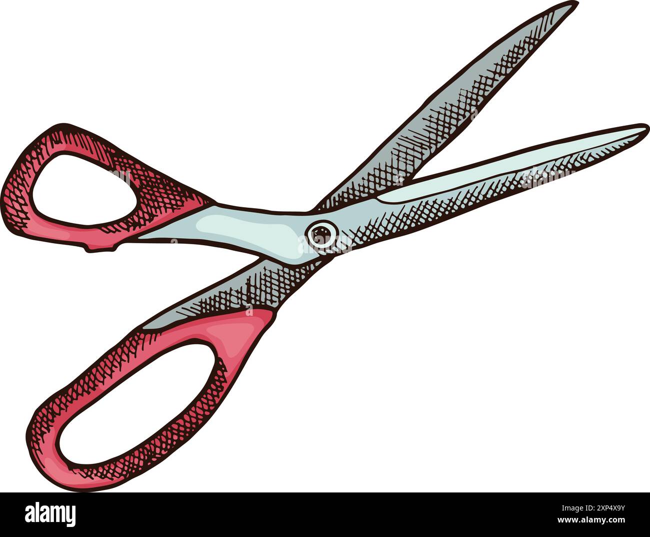 Sewing scissors color drawing. Cutting tool icon Stock Vector Image ...